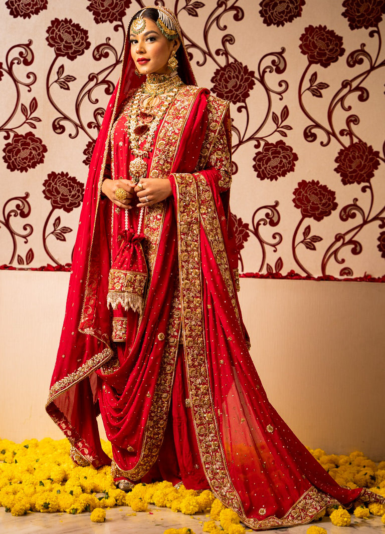 Hyderabadi Bridal Khada Dupatta (Drape Saree) – AALIYA DEEBA